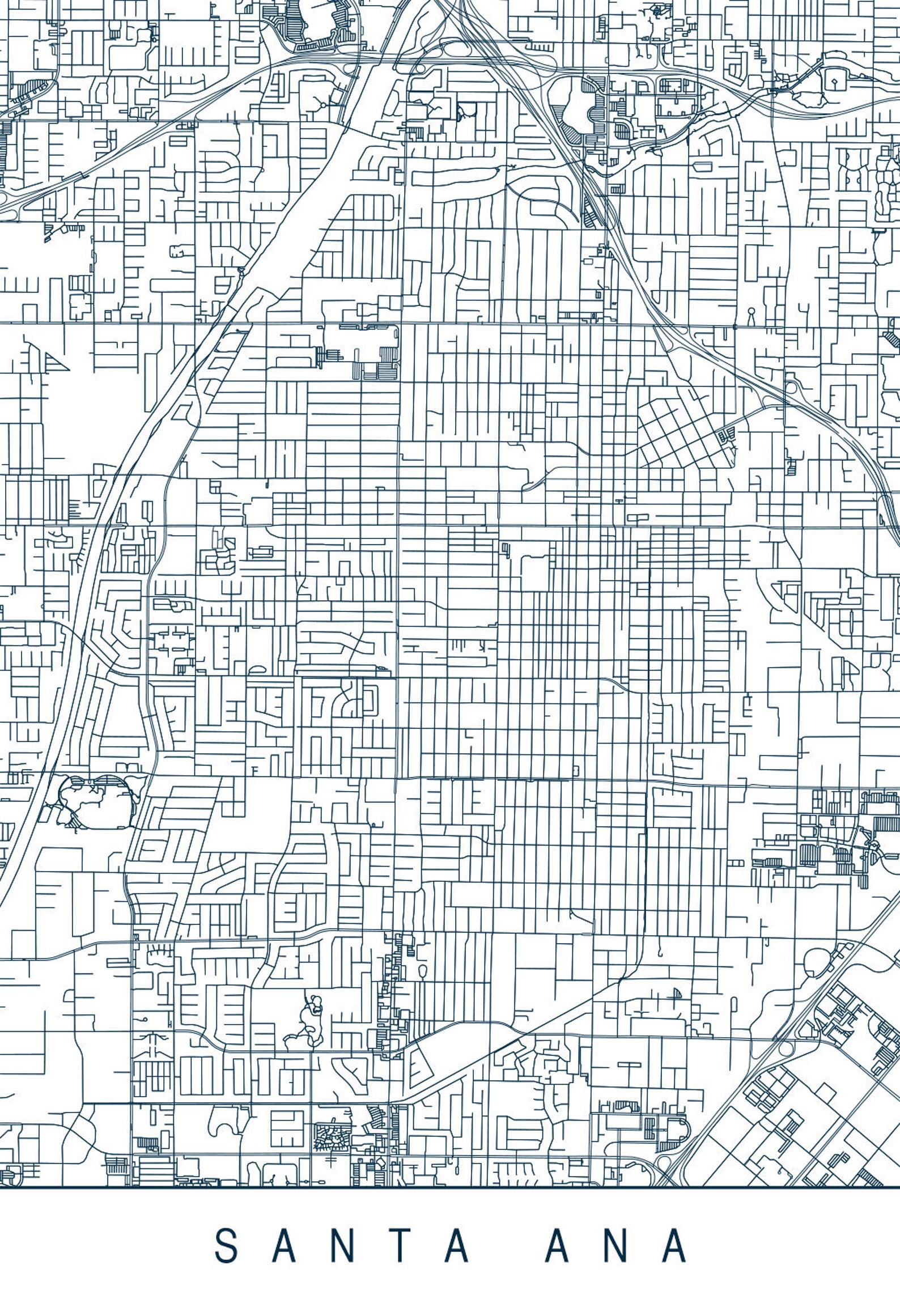 SANTA ANA CALIFORNIA Map Customizable City Map High Quality - Etsy