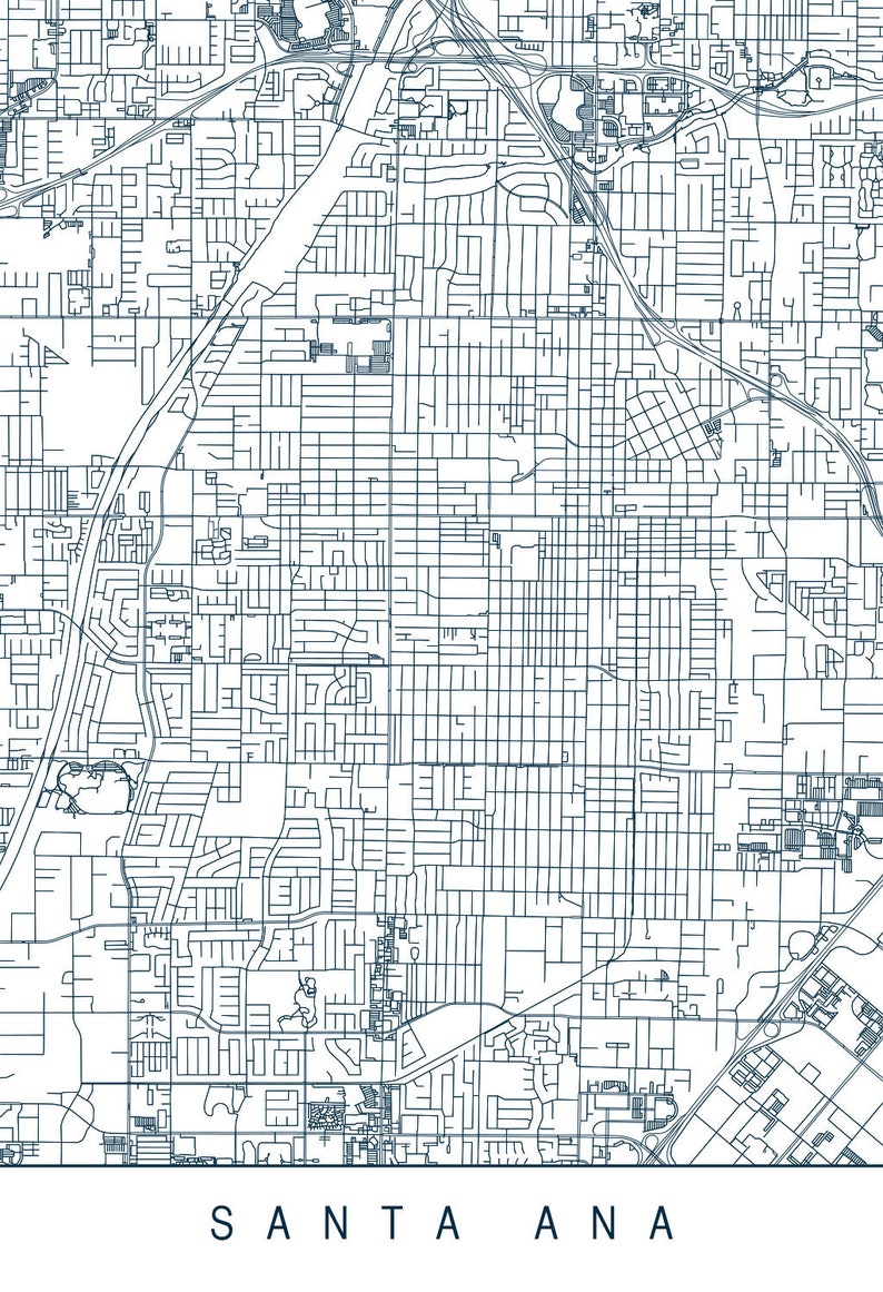SANTA ANA CALIFORNIA Map Customizable City Map High Quality | Etsy