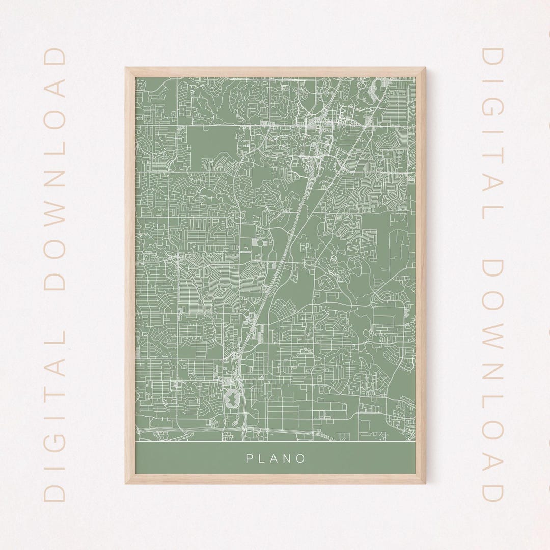 PLANO CITY MAP, Digital, Line Art City Map, Road Map of Plano, Texas ...