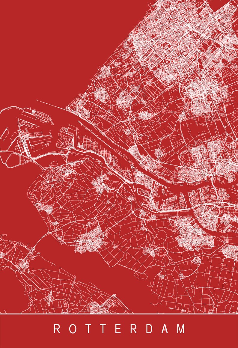ROTTERDAM MAP PRINT Holland Map Art High Quality Giclee - Etsy Canada
