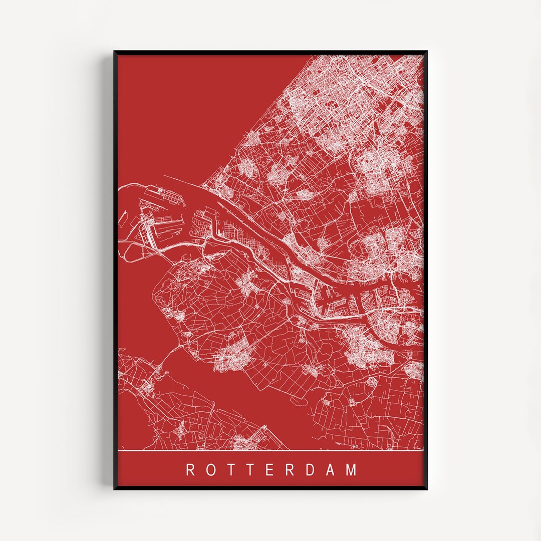 ROTTERDAM MAP PRINT Holland Map Art High Quality Giclee Print ...