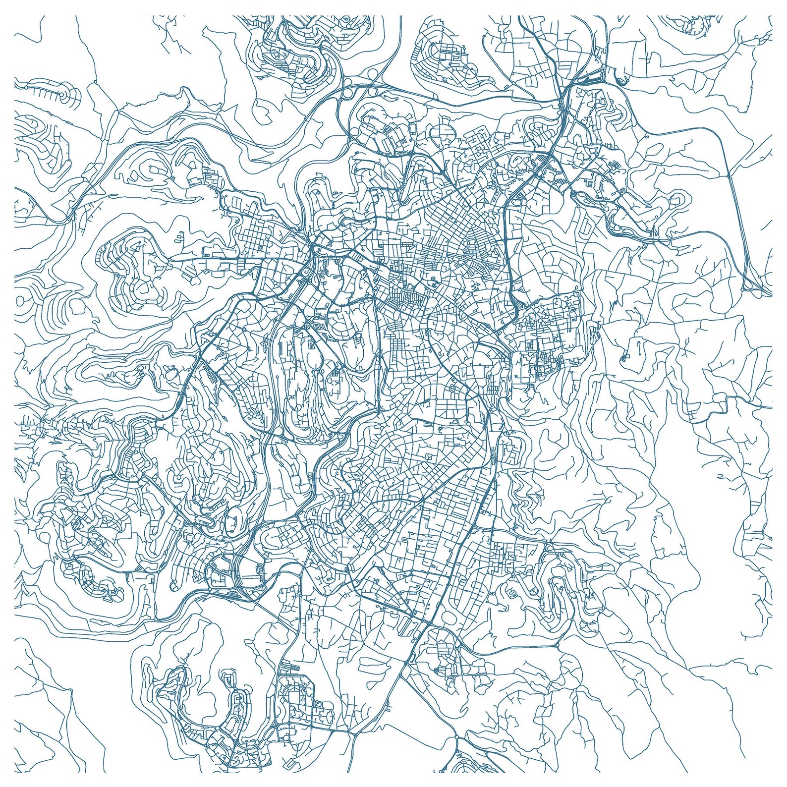 JERUSALEM CITY MAP Fine Art Map Poster Jerusalem Map Print - Etsy