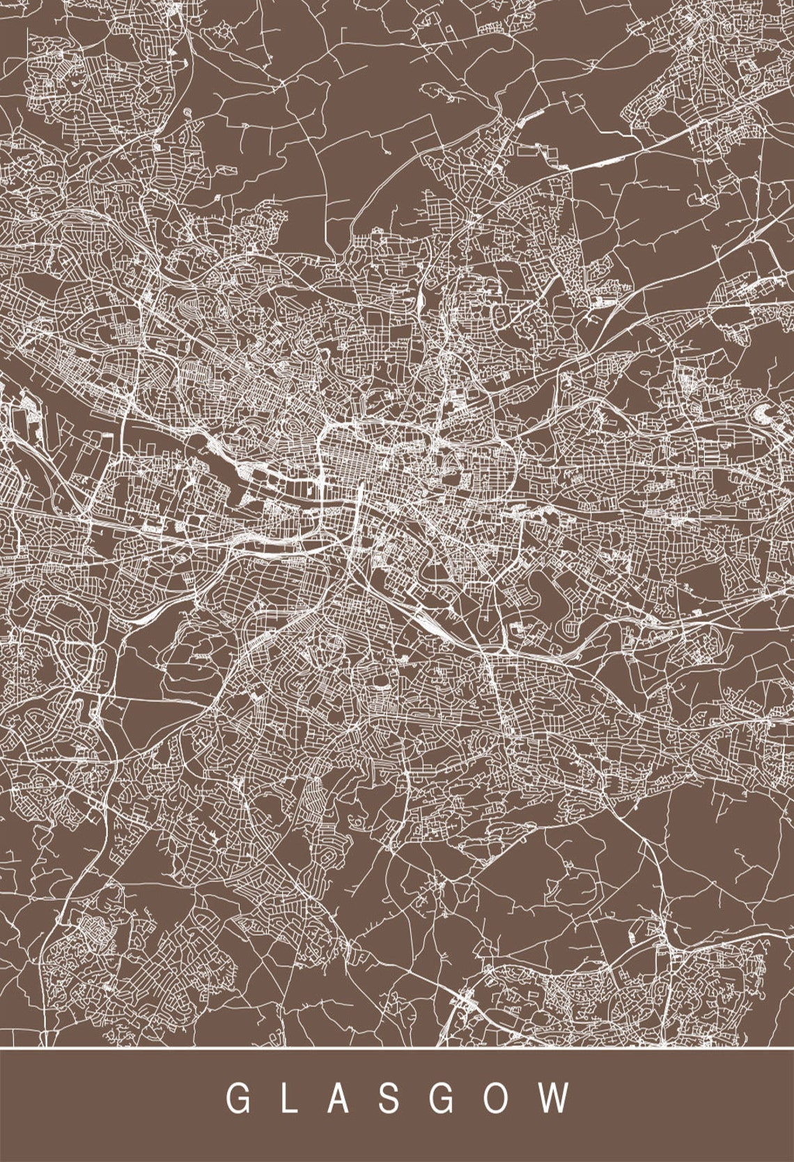 GLASGOW CITY MAP Art Print Line Art City Map Glasgow | Etsy