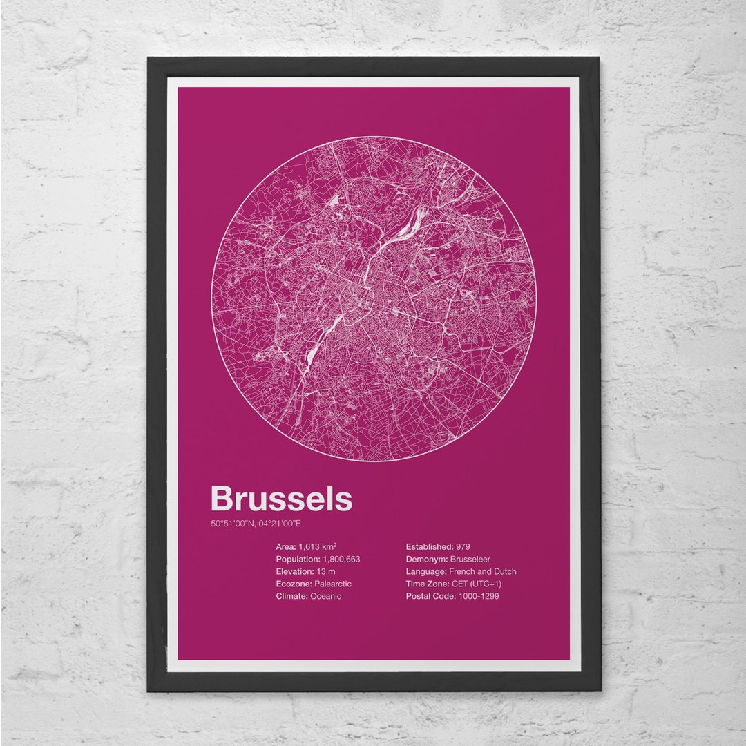 BRUSSELS INFO MAP - Brussels, Belgium - Minimalist Map of Brussels ...