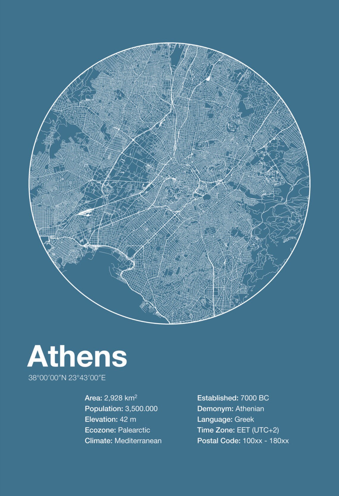 ATHENS INFO MAP Athens Greece Minimalist Map of Athens - Etsy Canada