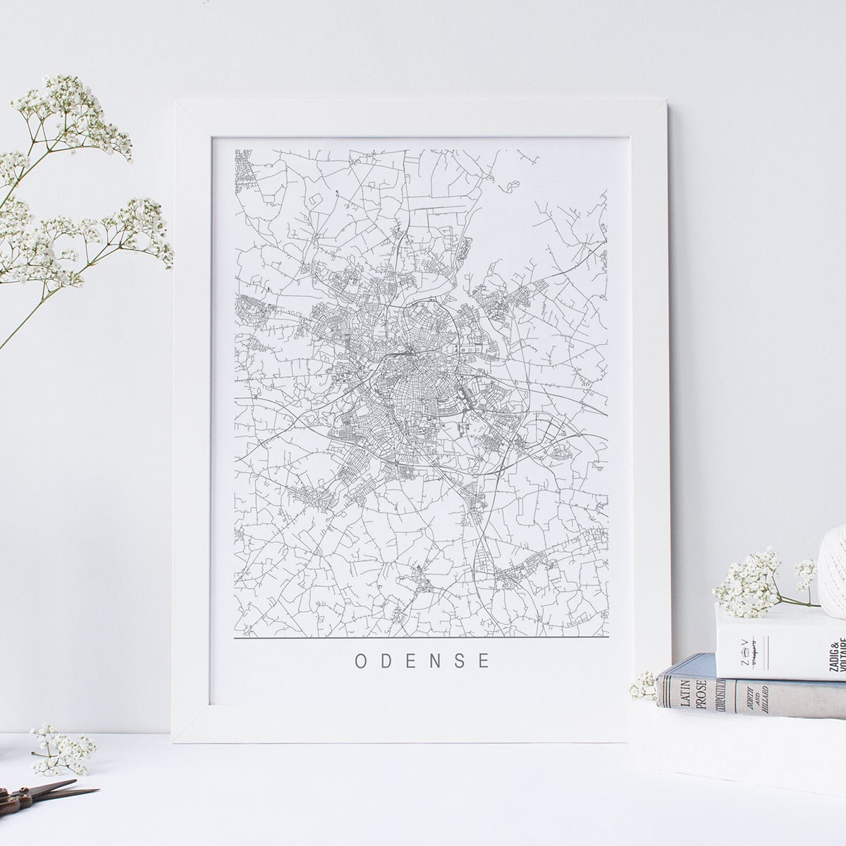 ODENSE MAP High Quality Giclee Print Minimalist Odense Art | Etsy