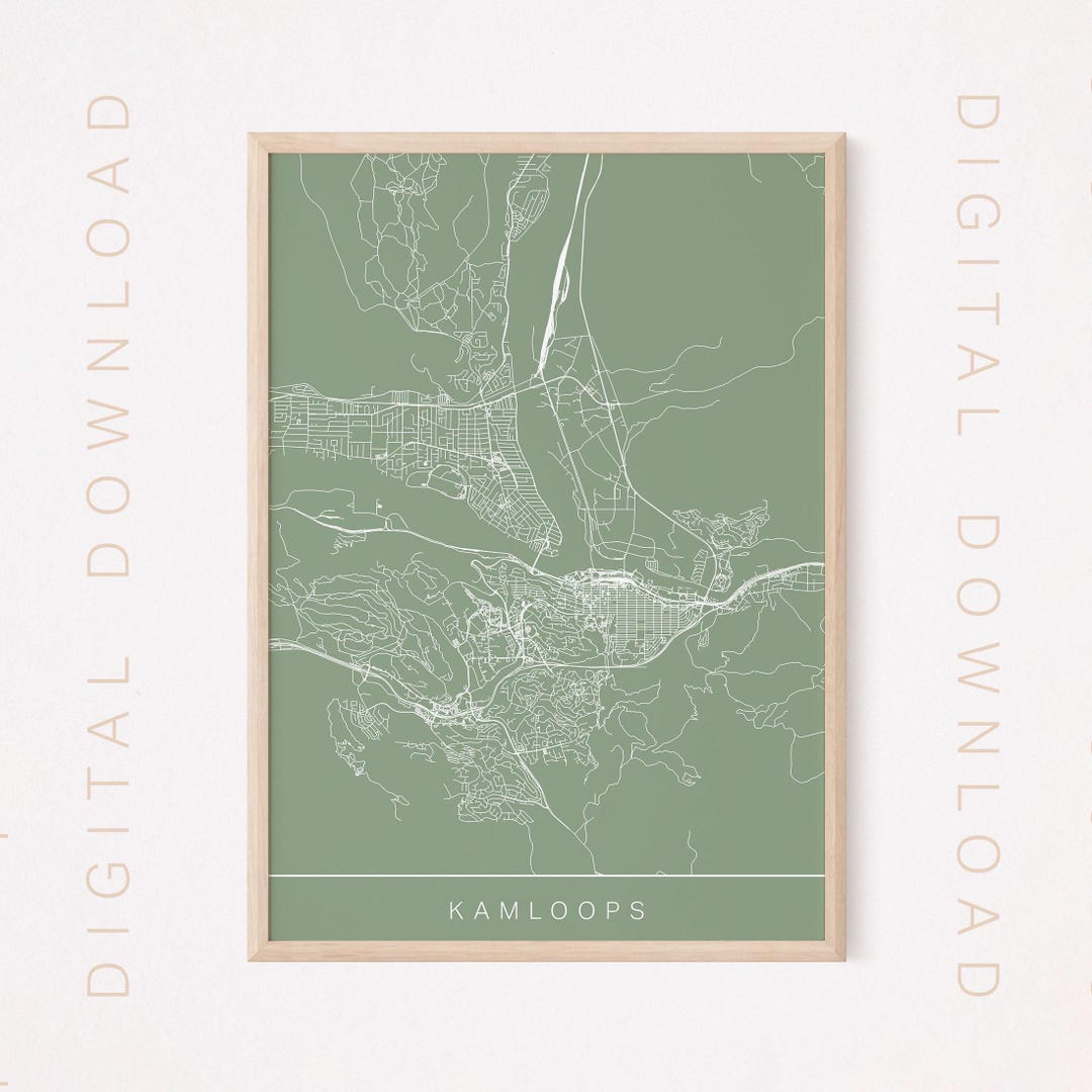 KAMLOOPS MAP ART, Digital Download, Line Art City Map, Kamloops B.C ...