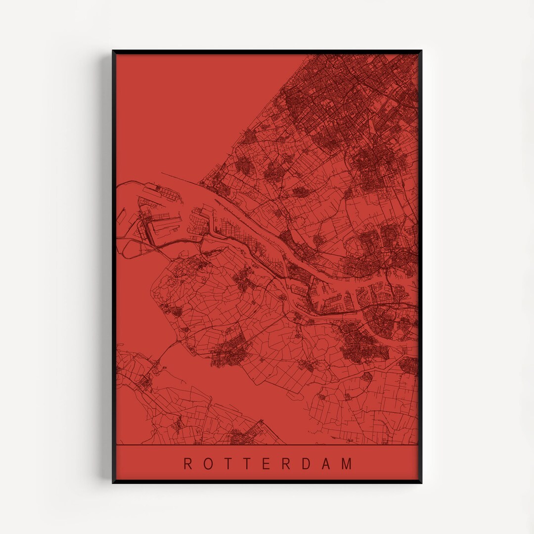ROTTERDAM MAP Modern Rotterdam Art Print Minimalist City - Etsy