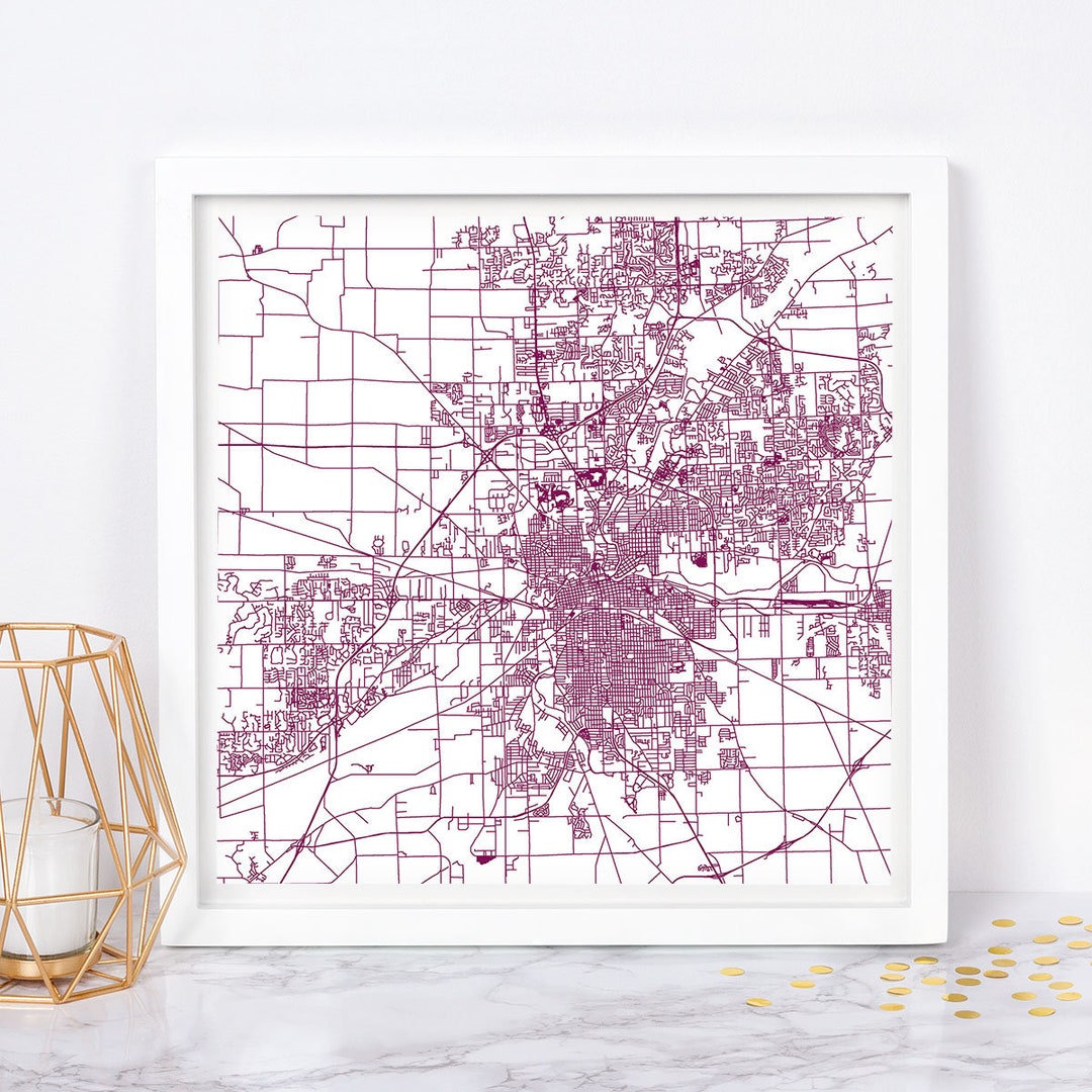 FORT WAYNE City MAP Fine Art Map Poster Fort Wayne Map - Etsy
