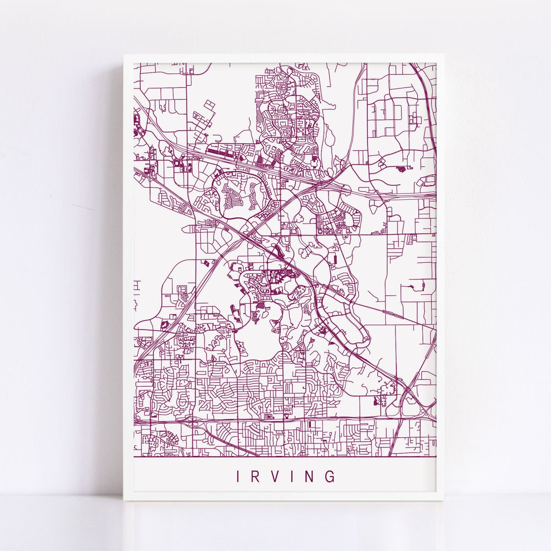 MAPA DE IRVING TEXAS Mapa de la ciudad personalizable, impresión Giclee ...