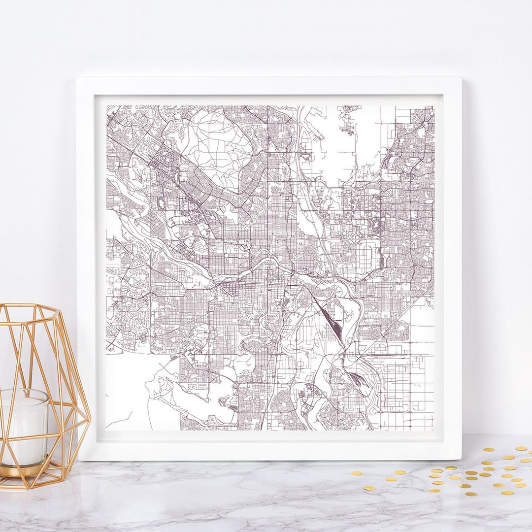 CALGARY MAP - Fine Art Map Poster - Calgary Alberta Map Print ...