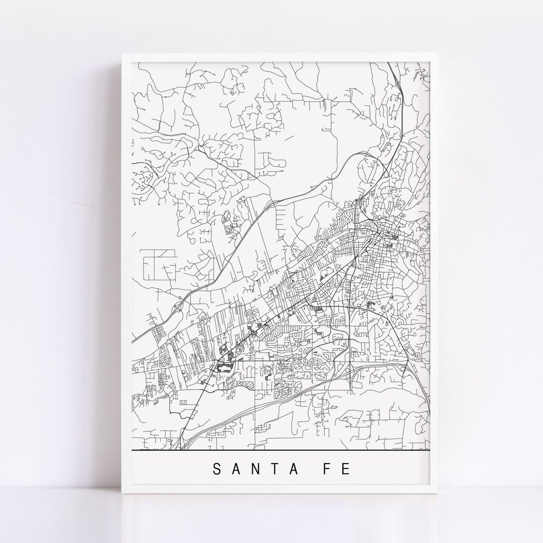 SANTA FE MAP - Minimalist Santa Fe Art Print, Customizable City Map ...
