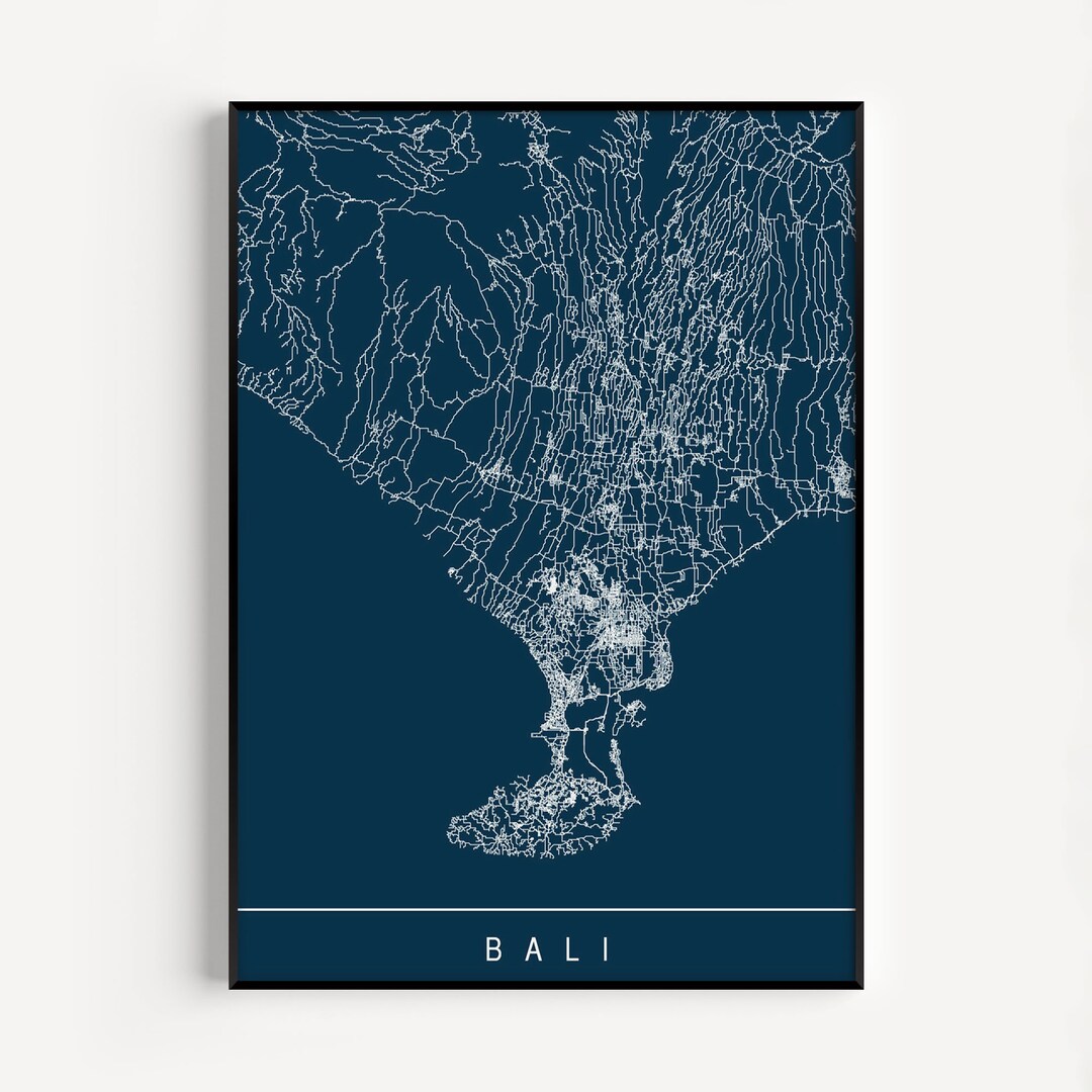 BALI GRID MAP Line Art Map Road Map of Bali Minimalist Map Bali ...