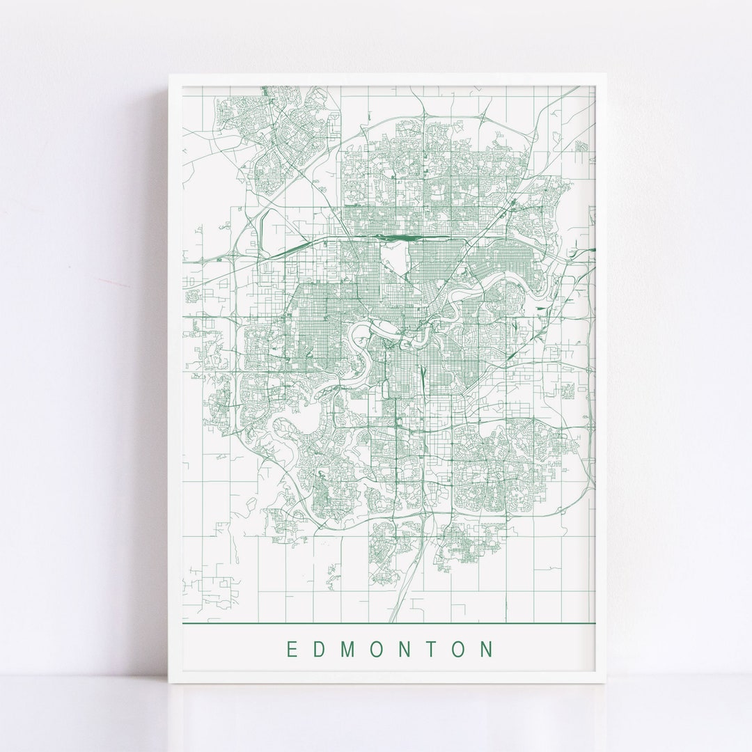 EDMONTON MAP - High Quality Giclee Print, Minimalist Edmonton Art Print ...