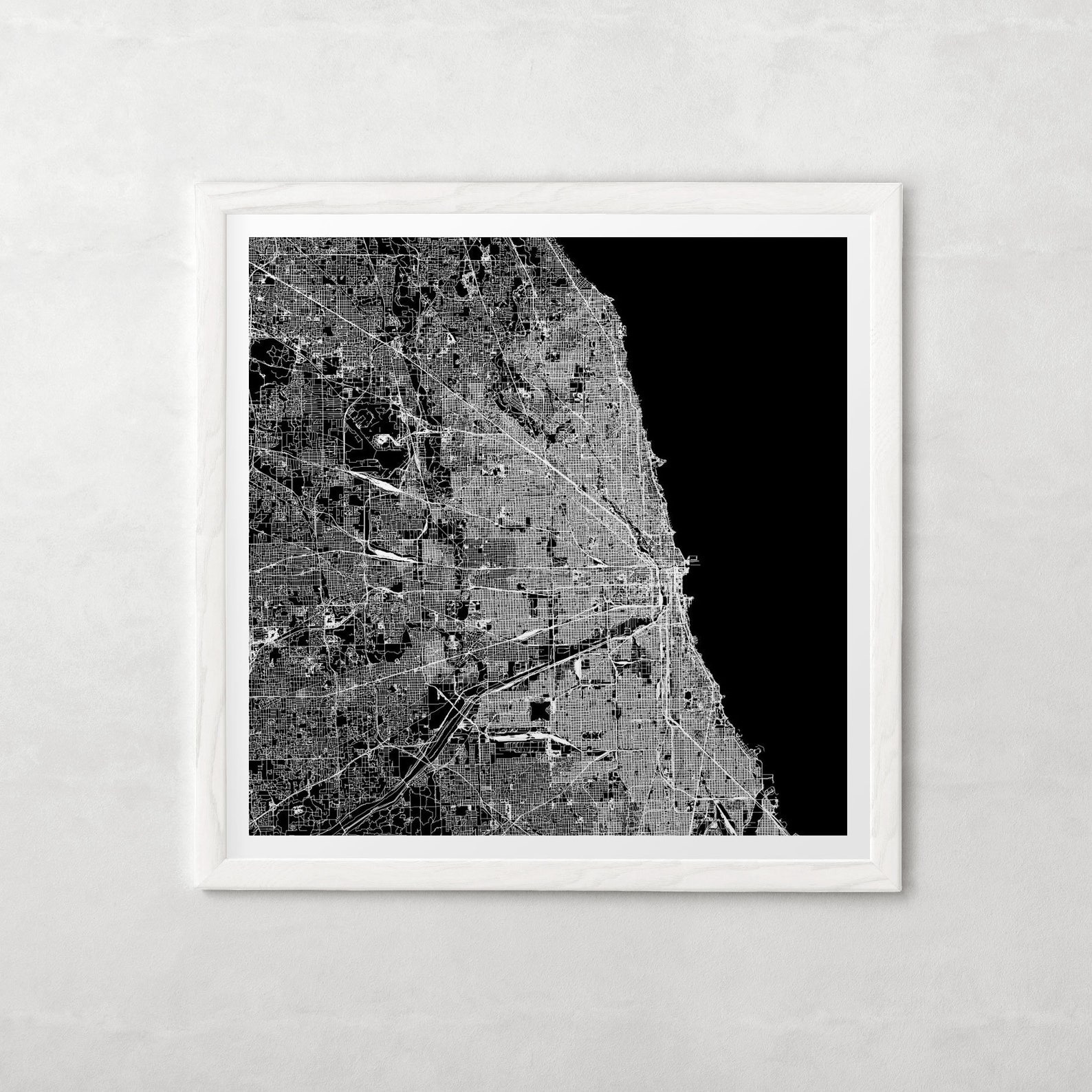 CHICAGO CITY MAP Poster Line Art City Map Road Map of Chicago - Etsy