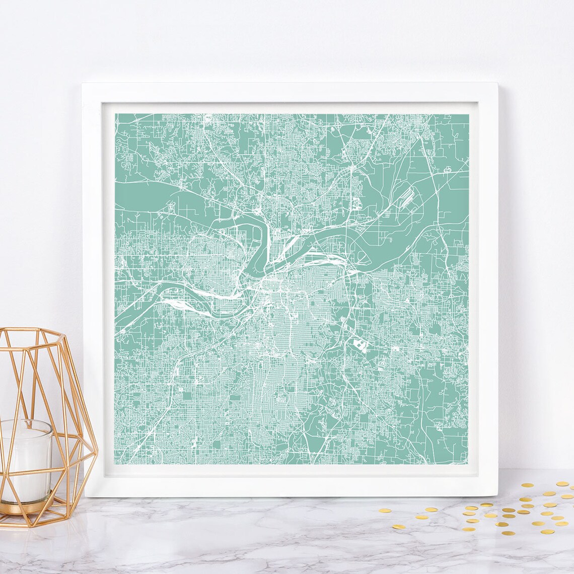 KANSAS CITY MAP Fine Art Map Poster Modern Kansas United - Etsy