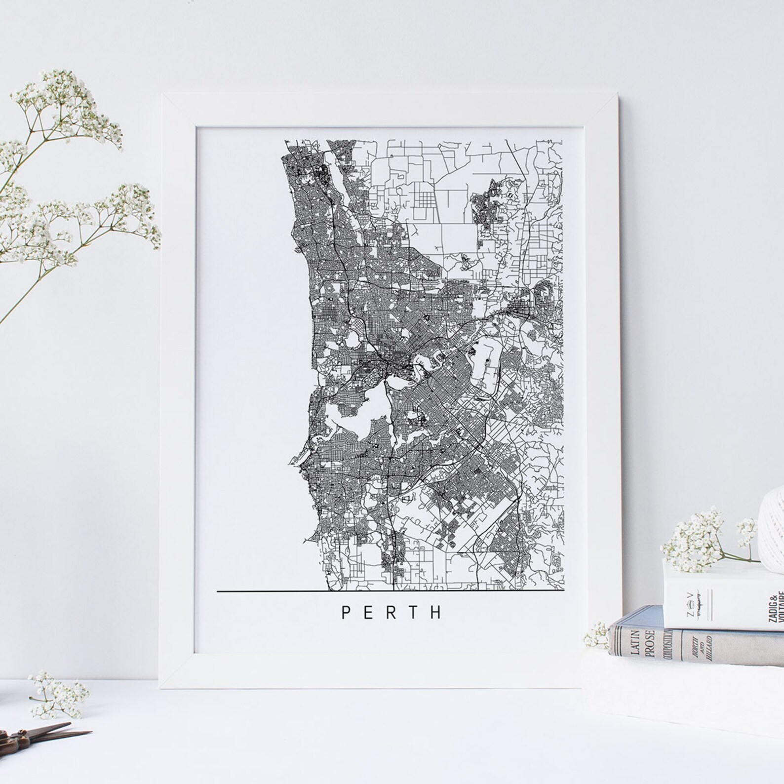 PERTH MAP Minimalist Perth Art Print Customizable City Map | Etsy Canada