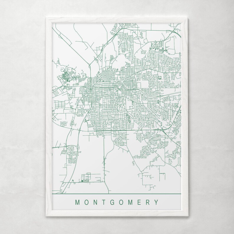 MONTGOMERY ALABAMA MAP Customizable City Map High Quality | Etsy