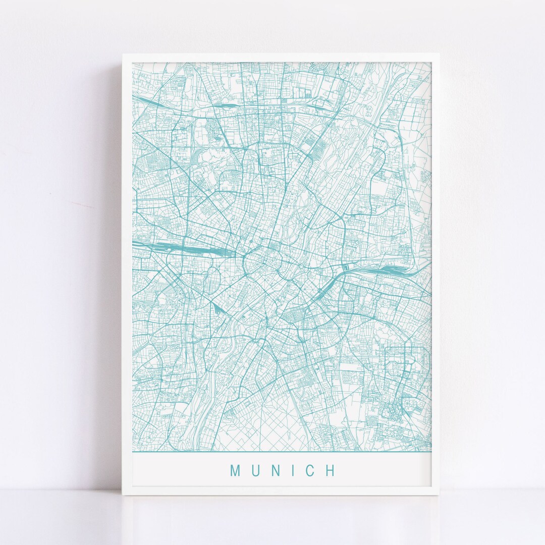 MUNICH MAP - High Quality Giclee Print, Minimalist Munich Art Print ...