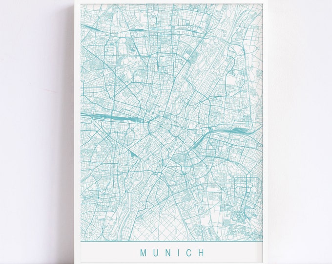 MUNICH MAP High Quality Giclee Print, Minimalist Munich Art Print ...
