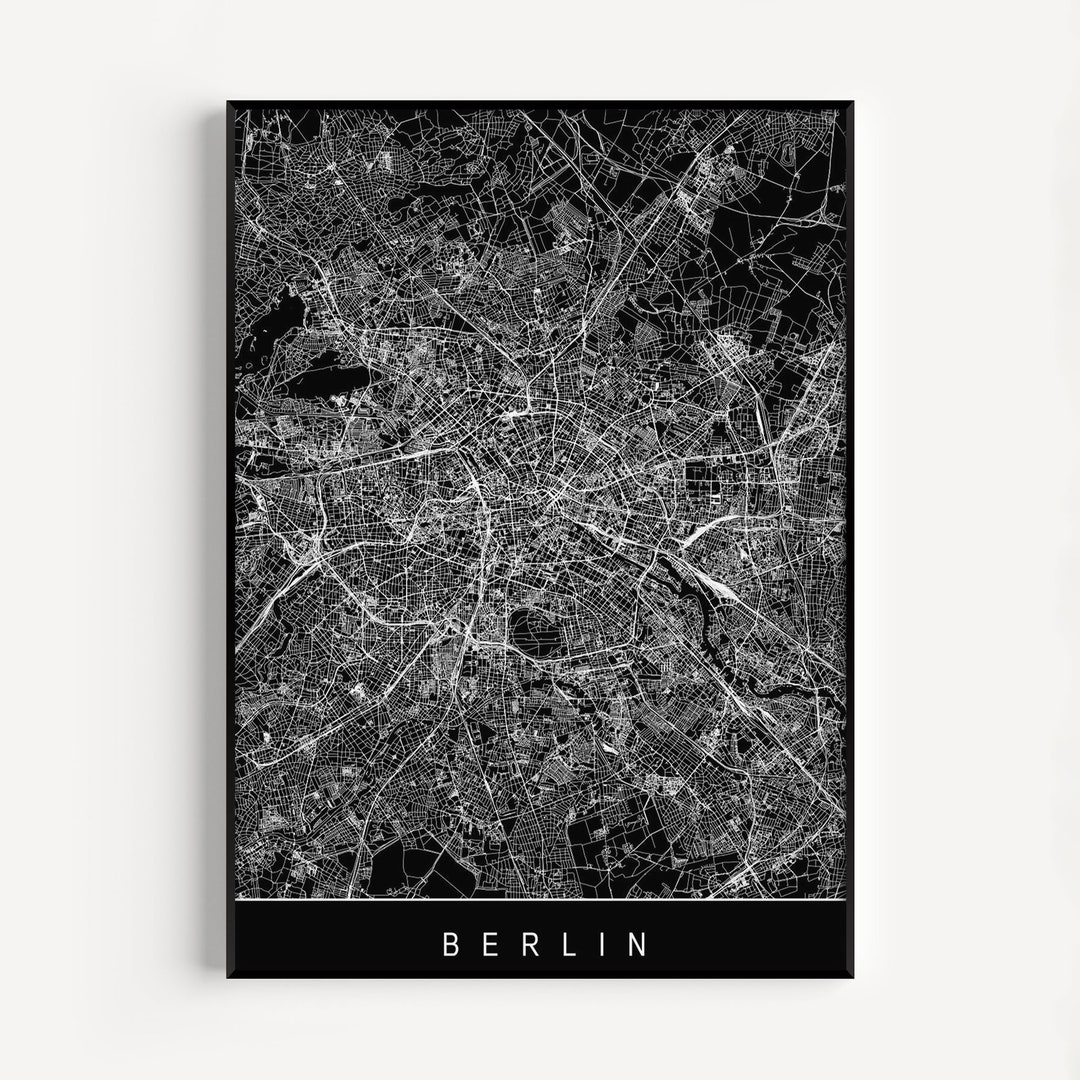 BERLIN CITY MAP, Line Art City Map, Road Map of Berlin Minimalist City ...