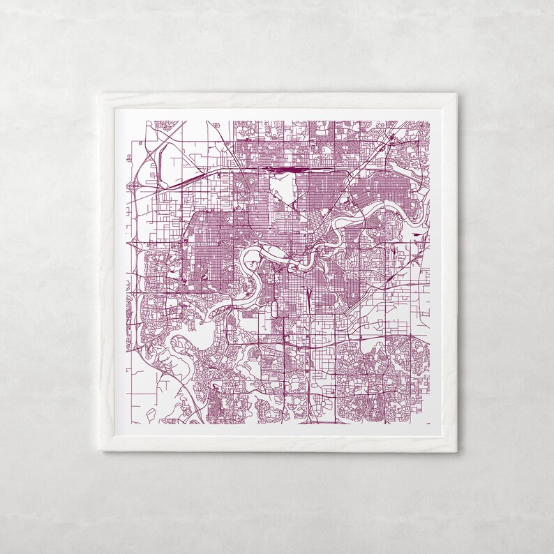EDMONTON CITY MAP Fine Art Map Poster Edmonton Alberta Map | Etsy
