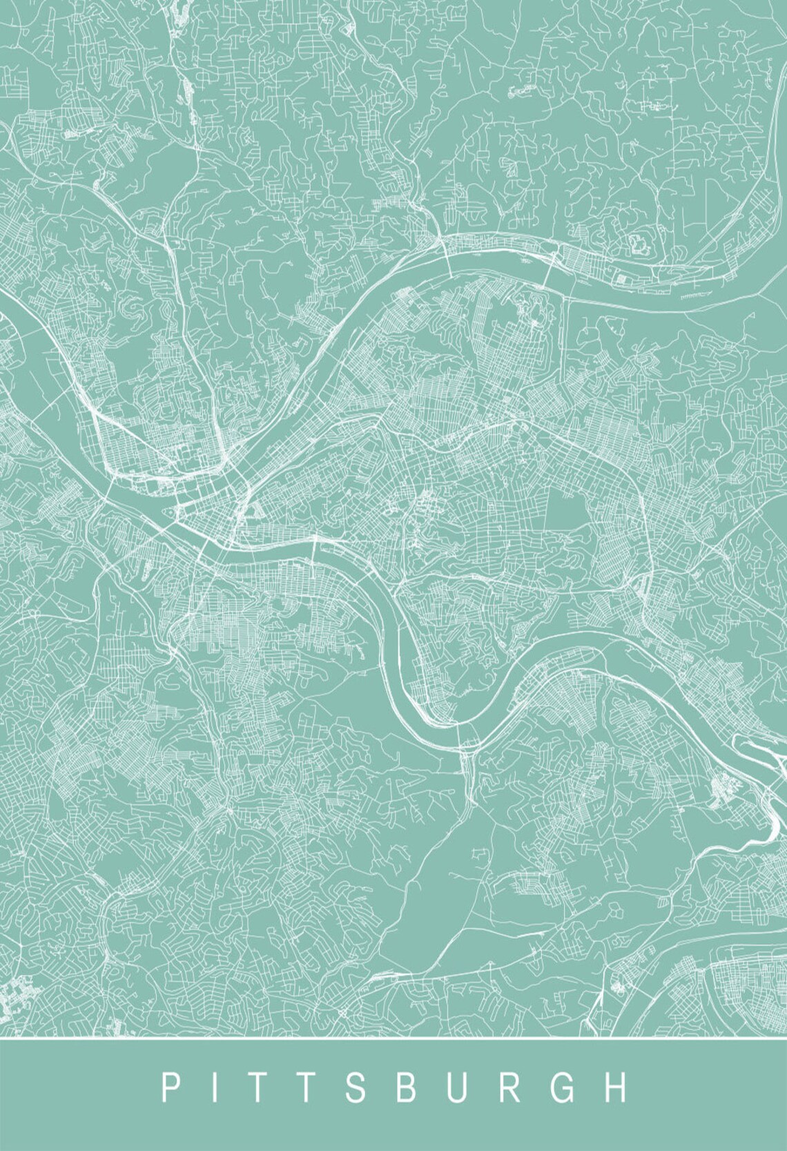 PITTSBURGH CITY MAP Modern City Print Art Customizable - Etsy
