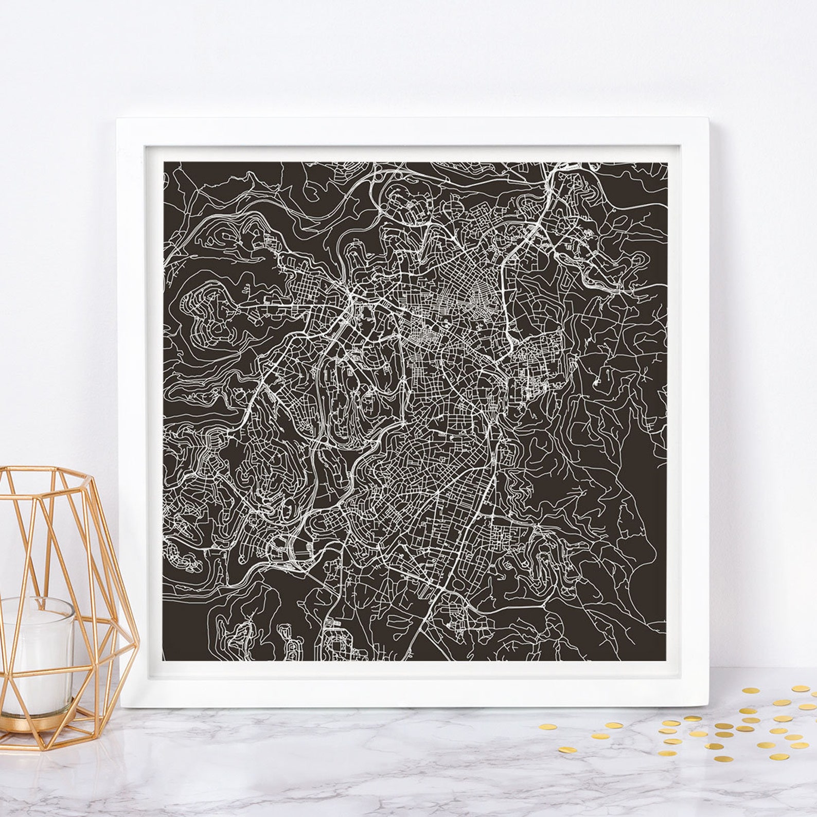 JERUSALEM CITY MAP Fine Art Map Poster Modern Jerusalem Holy - Etsy Canada