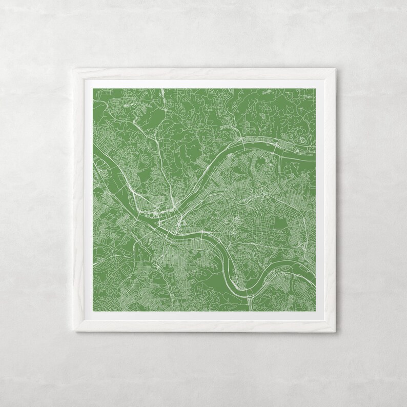 PITTSBURGH CITY Map Fine Art Map Poster Modern - Etsy