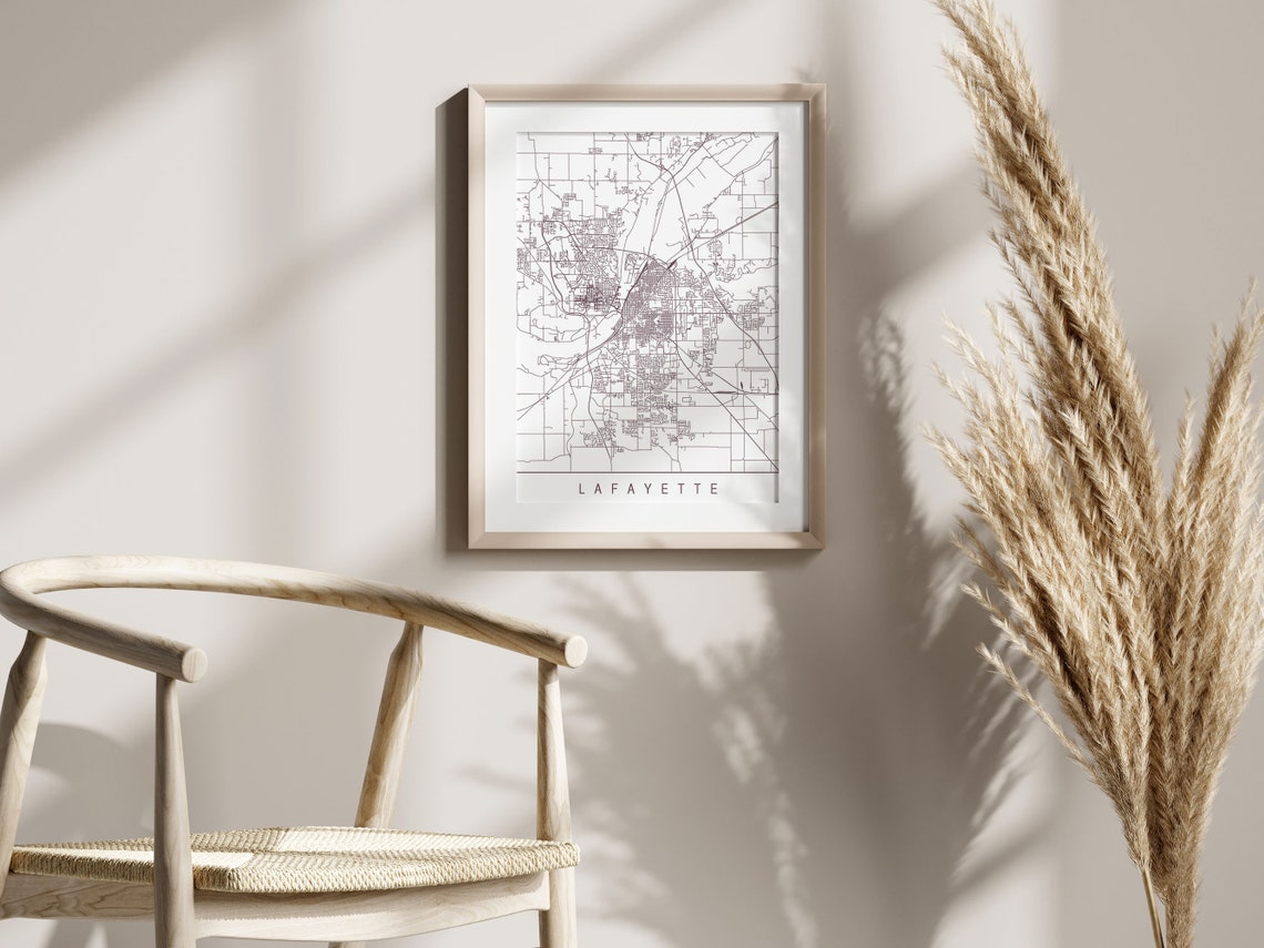 LAFAYETTE MAP - High Quality Giclee Print, Minimalist Lafayette Art ...