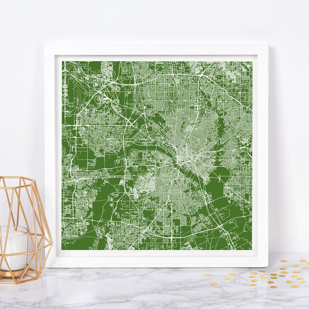 DALLAS CITY MAP Poster Line Art City Map Road Map of Dallas - Etsy
