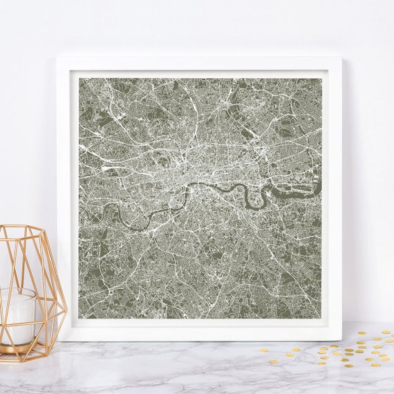 MAP of LONDON Modern England UK Map Poster Minimalist City - Etsy