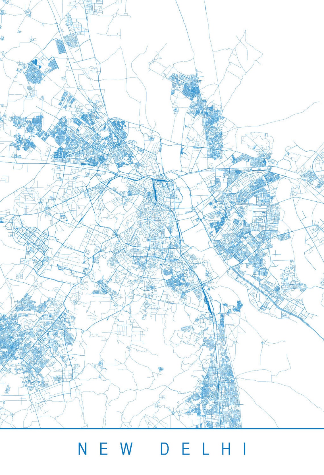 NEW DELHI MAP High Quality Giclee Print Minimalist New | Etsy
