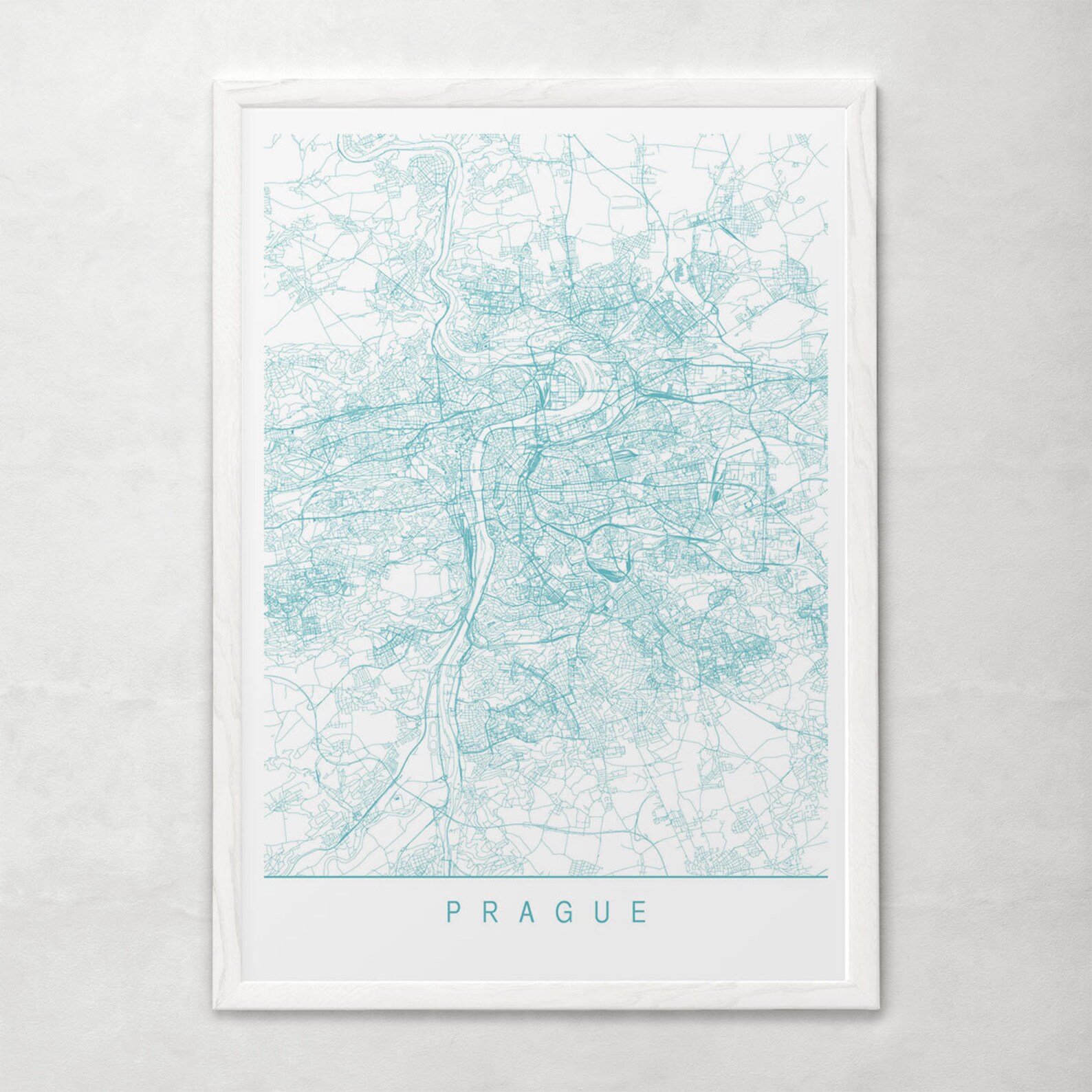 PRAGUE MAP Minimalist Prague Art Print Customizable City - Etsy