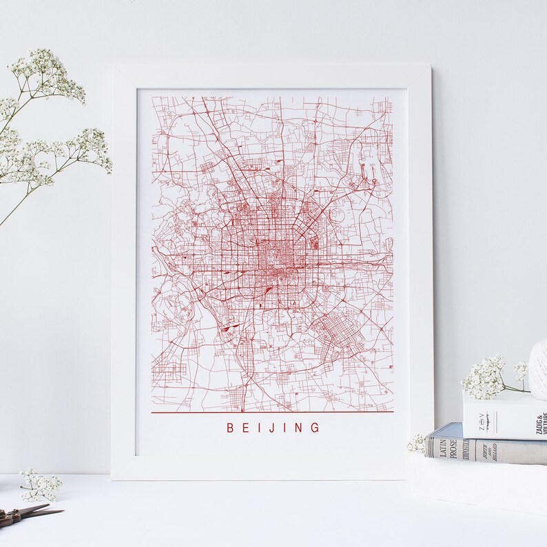 BEIJING MAP High Quality Giclee Print Minimalist Beijing | Etsy