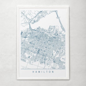 HAMILTON MAP - High Quality Giclee Print, Minimalist Hamilton Art Print ...