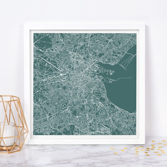 DUBLIN CITY MAP Fine Art Map Poster Modern Dublin Ireland | Etsy