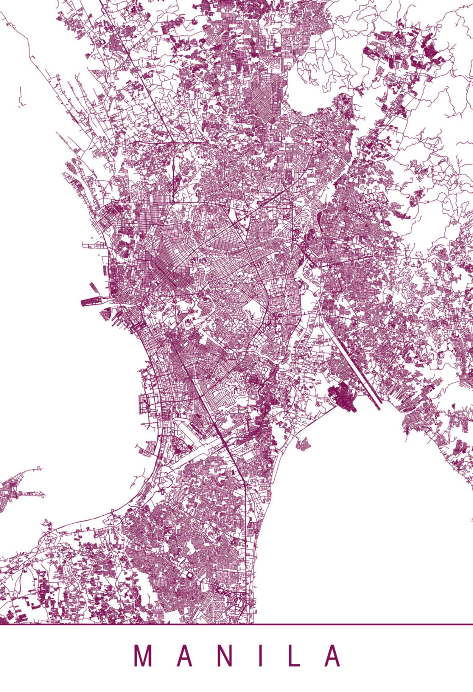 MANILA MAP High Quality Giclee Print Minimalist Manilla Art - Etsy