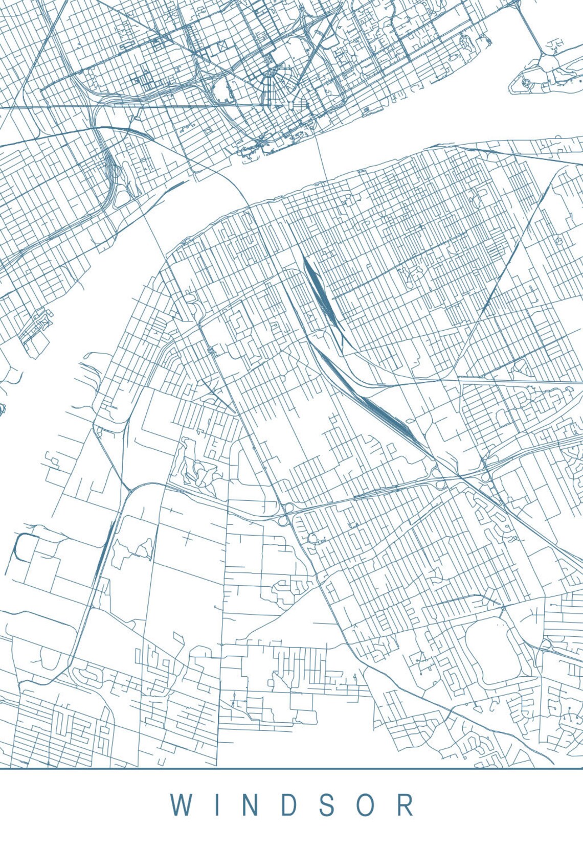 WINDSOR MAP Minimalist Windsor Art Print Customizable City - Etsy