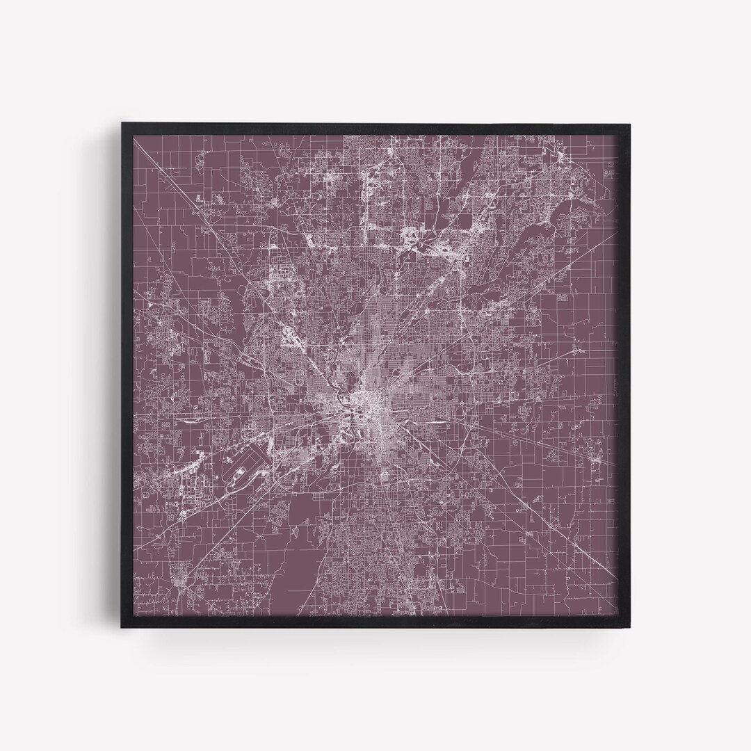 INDIANAPOLIS City MAP Fine Art Map Poster - Modern Indiana USA Print ...