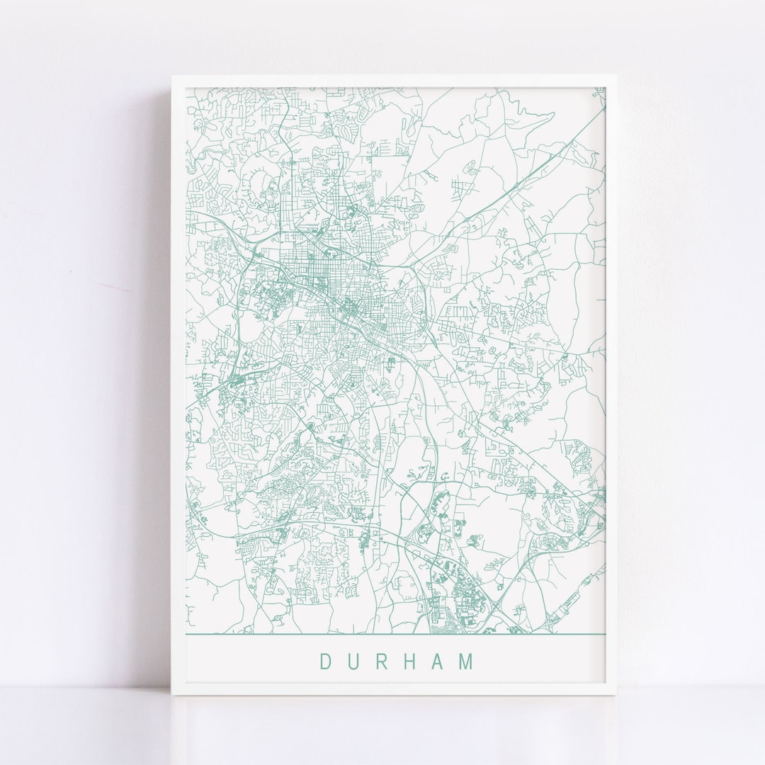 DURHAM NORTH CAROLINA Map Customizable City Map, High Quality Giclee ...