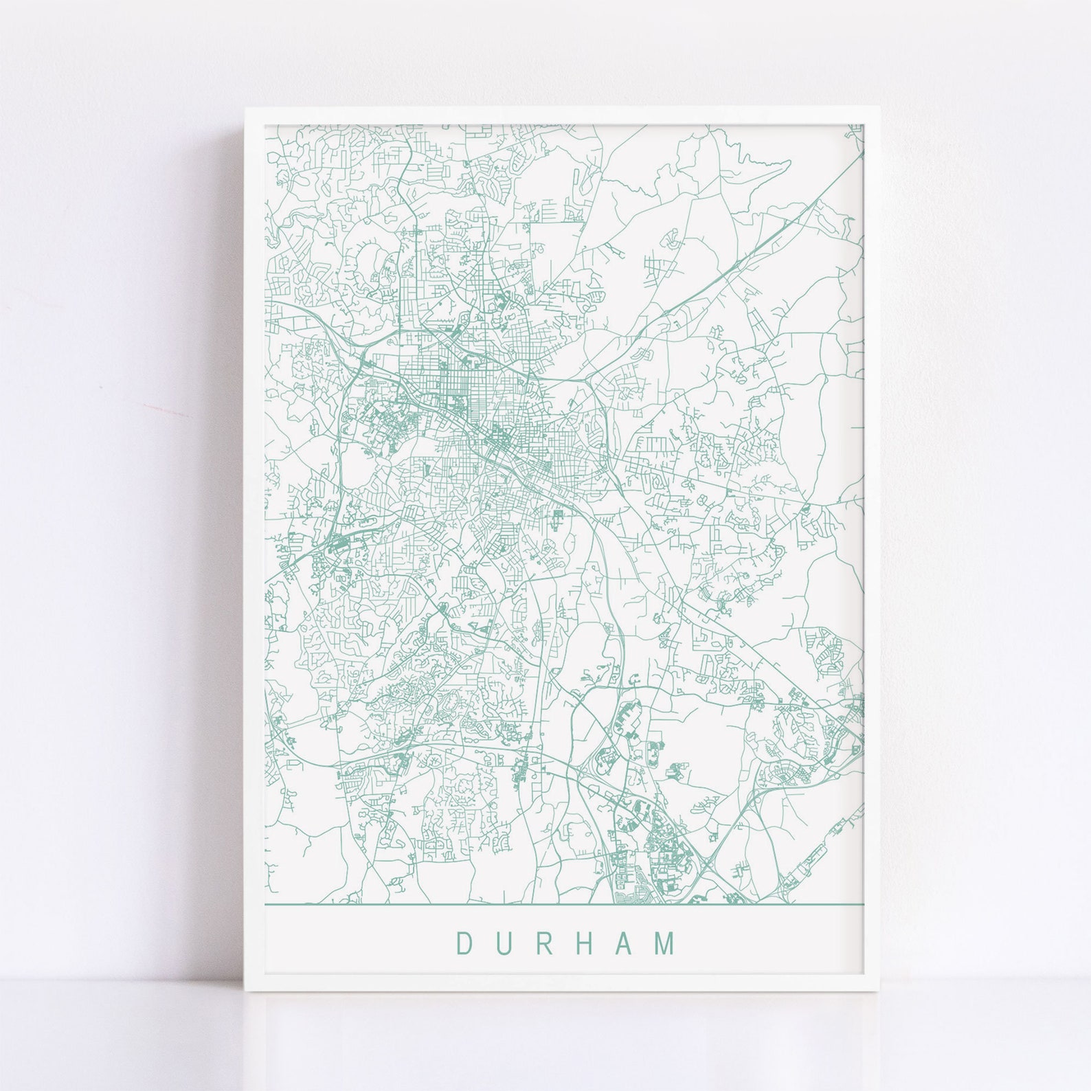 DURHAM NORTH CAROLINA Map - Customizable City Map, High Quality Giclee ...