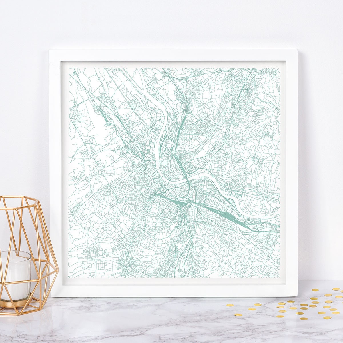 BASEL CITY MAP Fine Art Map Poster Basel Map Print | Etsy