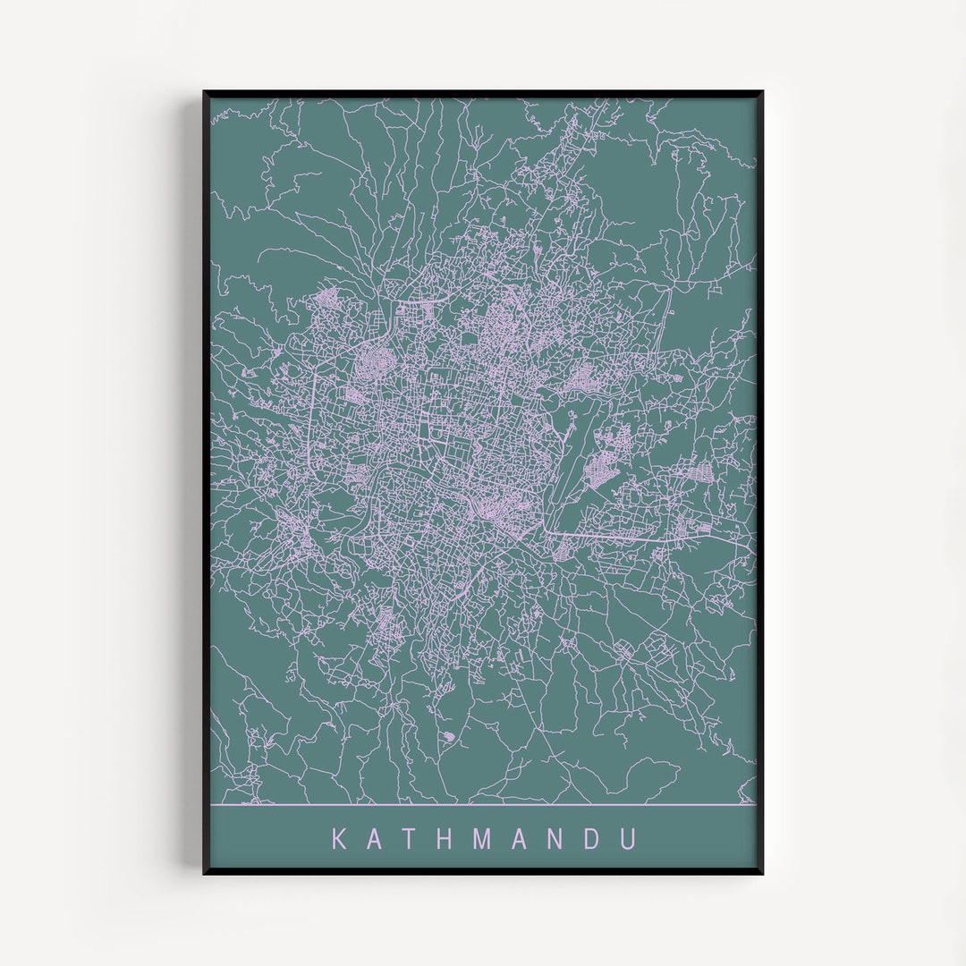 KATHMANDU CITY MAP Modern Kathmandu Art Print, Minimalist City Map ...