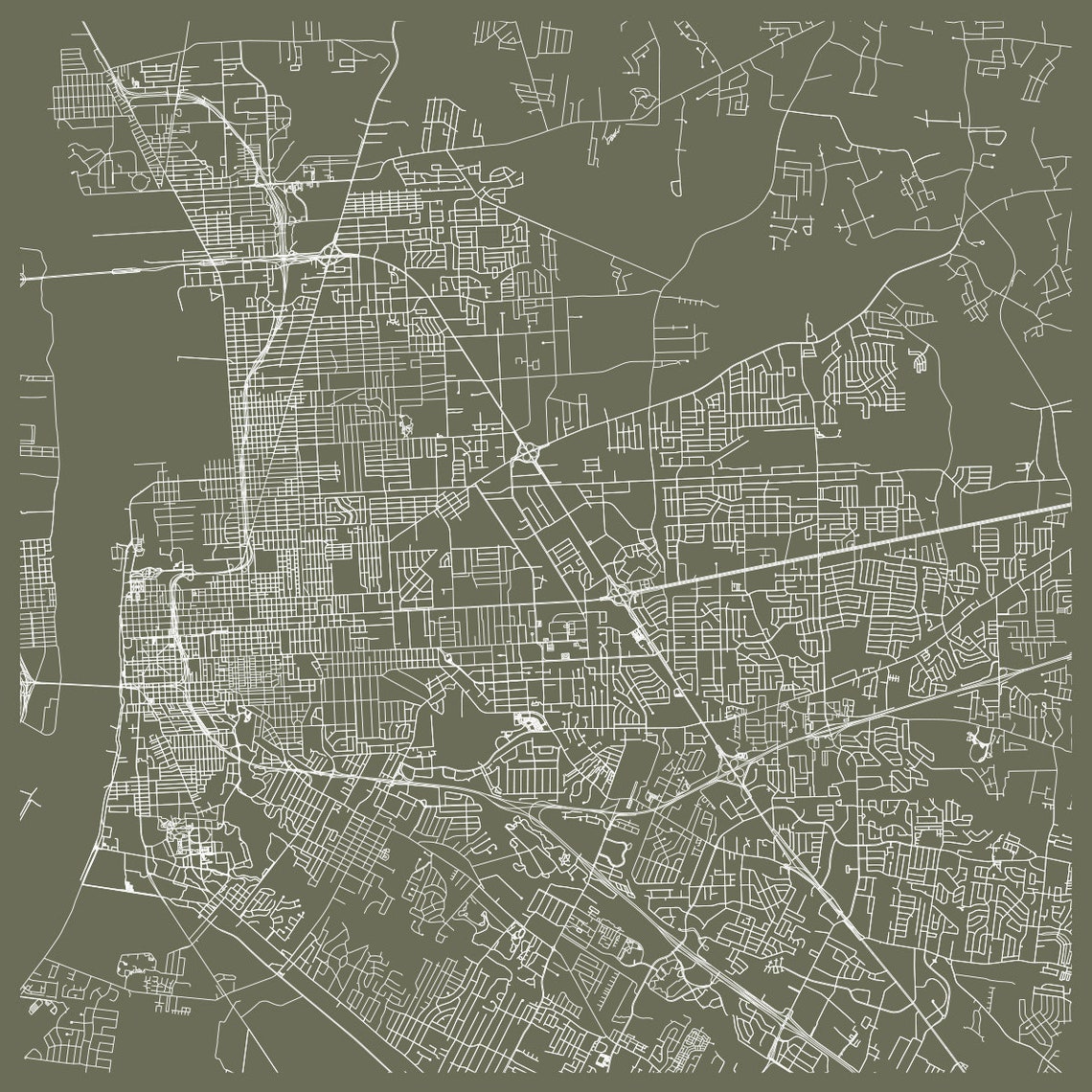 BATON ROUGE city MAP Minimalist Wall Art Modern Design City | Etsy