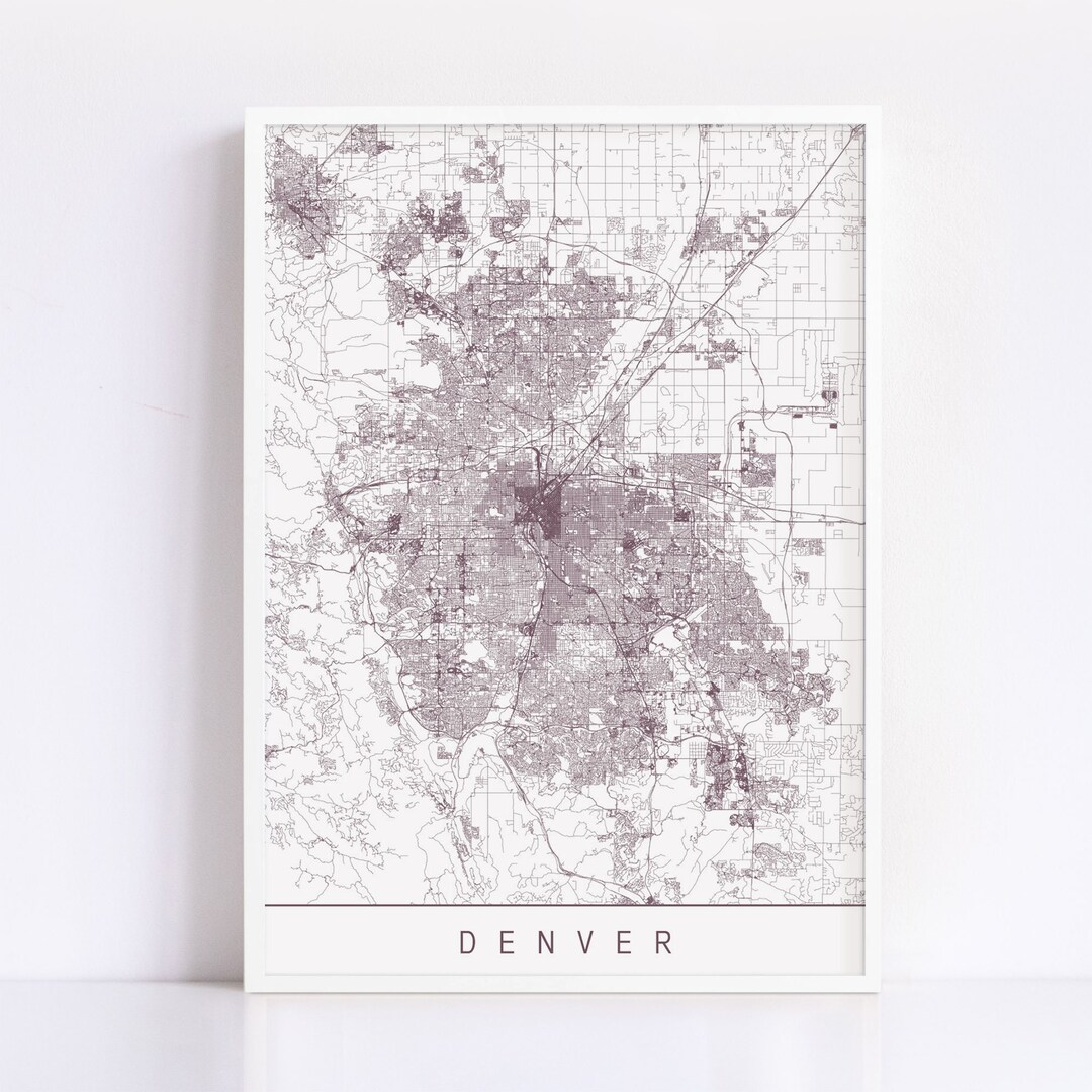 DENVER MAP - High Quality Giclee Print, Minimalist Denver Art Print ...