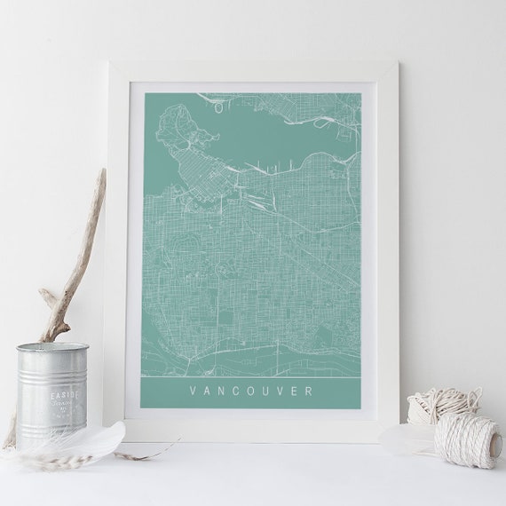 VANCOUVER CITY MAP Art Print vancouver B.C. Map Art High | Etsy