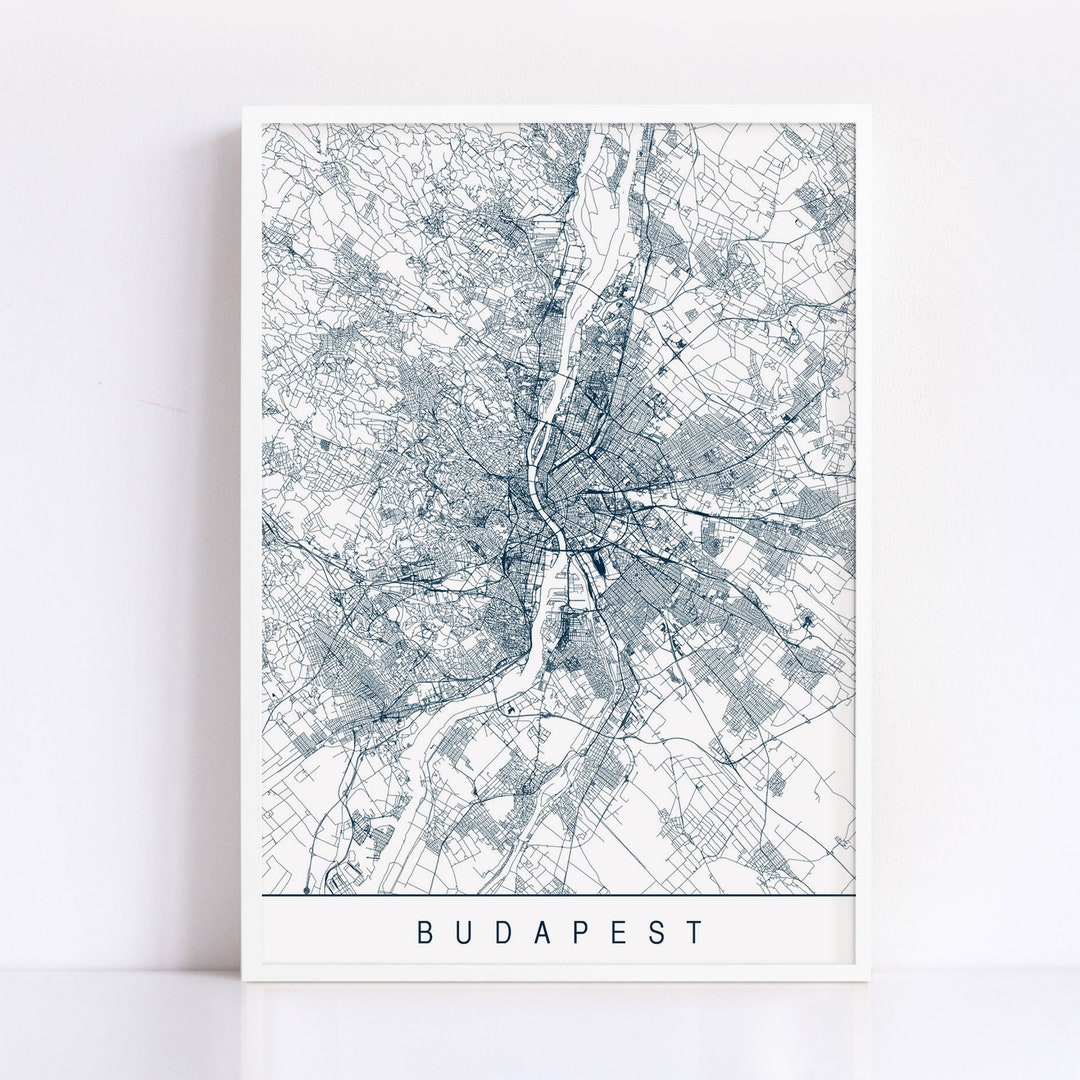 BUDAPEST MAP - High Quality Giclee Print, Minimalist Budapest Art Print ...