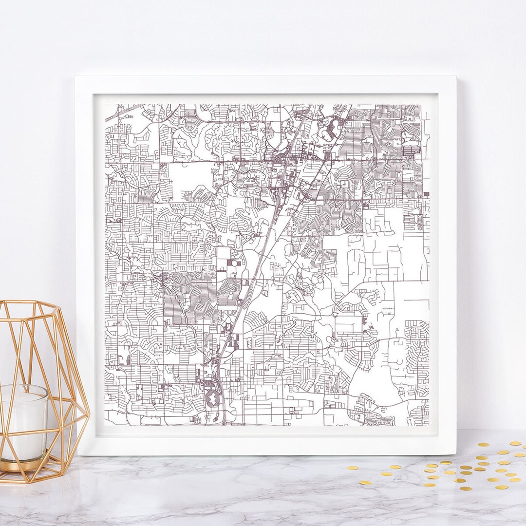 PLANO CITY MAP - Fine Art Poster - Plano, Texas Map Print, Timeless ...
