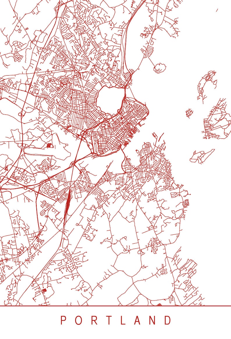 PORTLAND MAINE MAP Minimalist Portland Maine Art Print - Etsy Canada